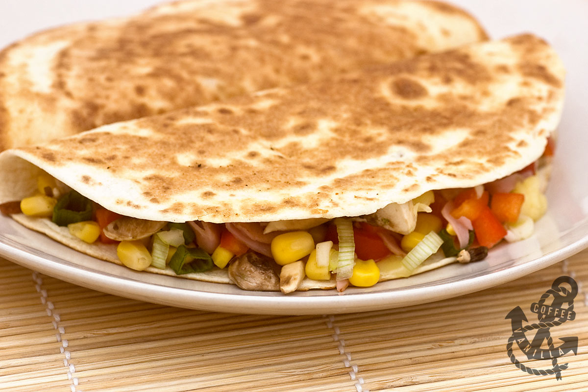 Mixed Veg and Turkey Ham Quesadilla » Coffee & Vanilla