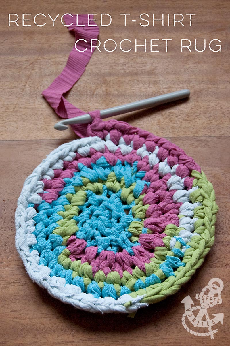 Recycled T-Shirt Crochet Rug - Spring Cleaning Idea » Coffee & Vanilla