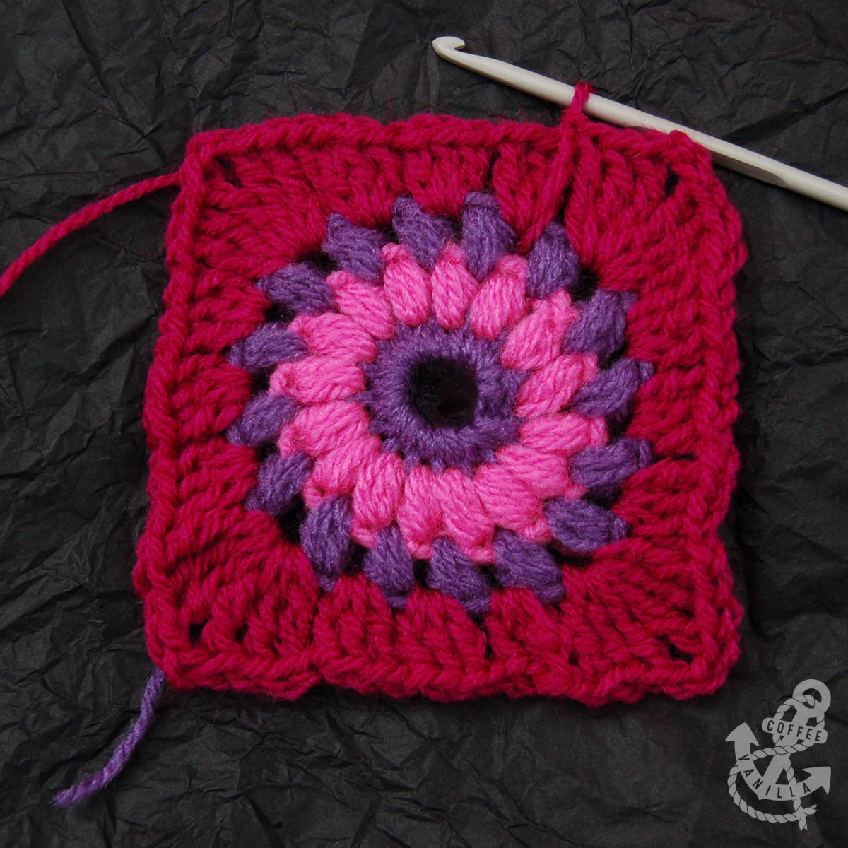 How to Make Granny Square with Puff Stitch Circles » Coffee & Vanilla