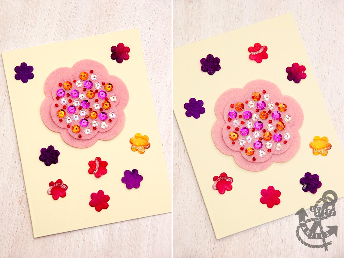 DIY Greeting Cards with Felt, Sequin & Bead Motifs » Coffee & Vanilla