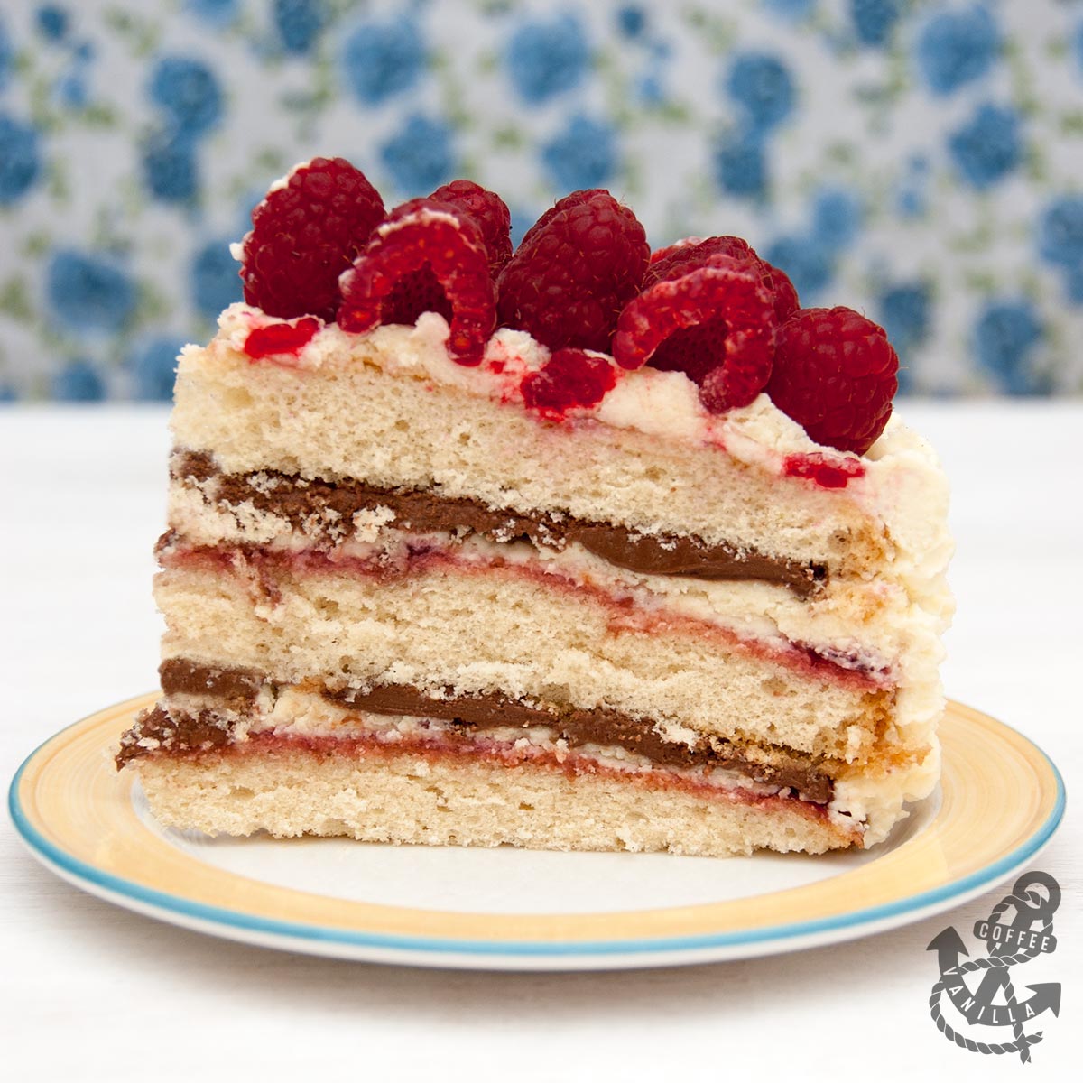 Triple Layer Vanilla Sponge Cake with Raspberries & Chocolate » Coffee ...