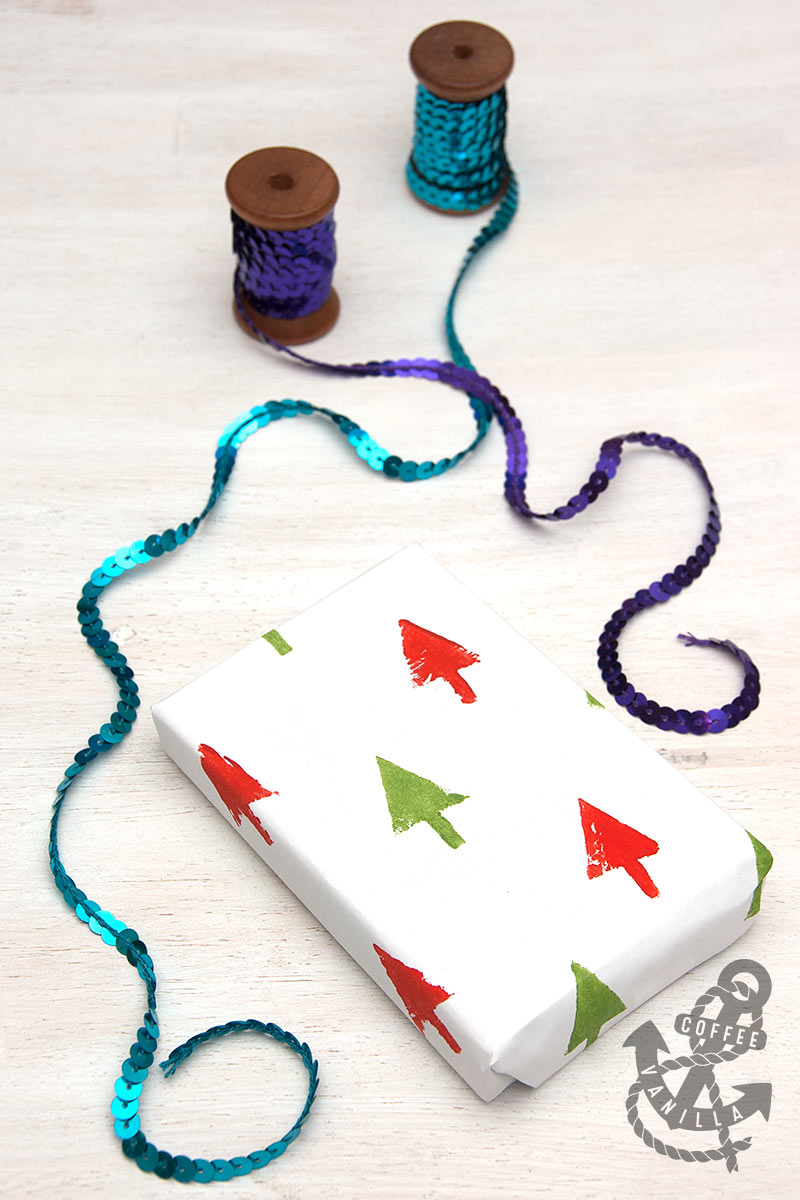 Potato Stamped Gift Wrapping Paper » Coffee & Vanilla